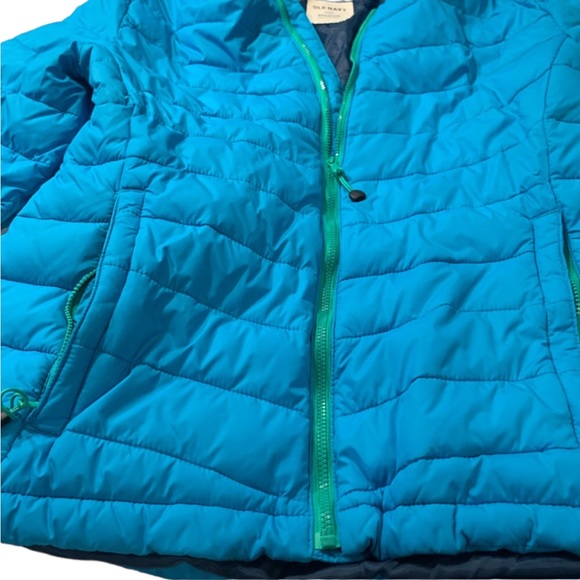 Old Navy | Jackets & Coats | Old Navy Puffer Jacket Teal Blue And Lime Green | Poshmark